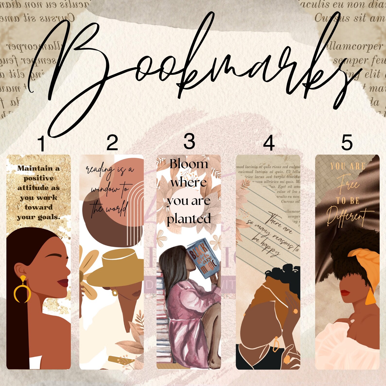 Bookmarks for Black Women Melanin Bookmarks African American Readers ...