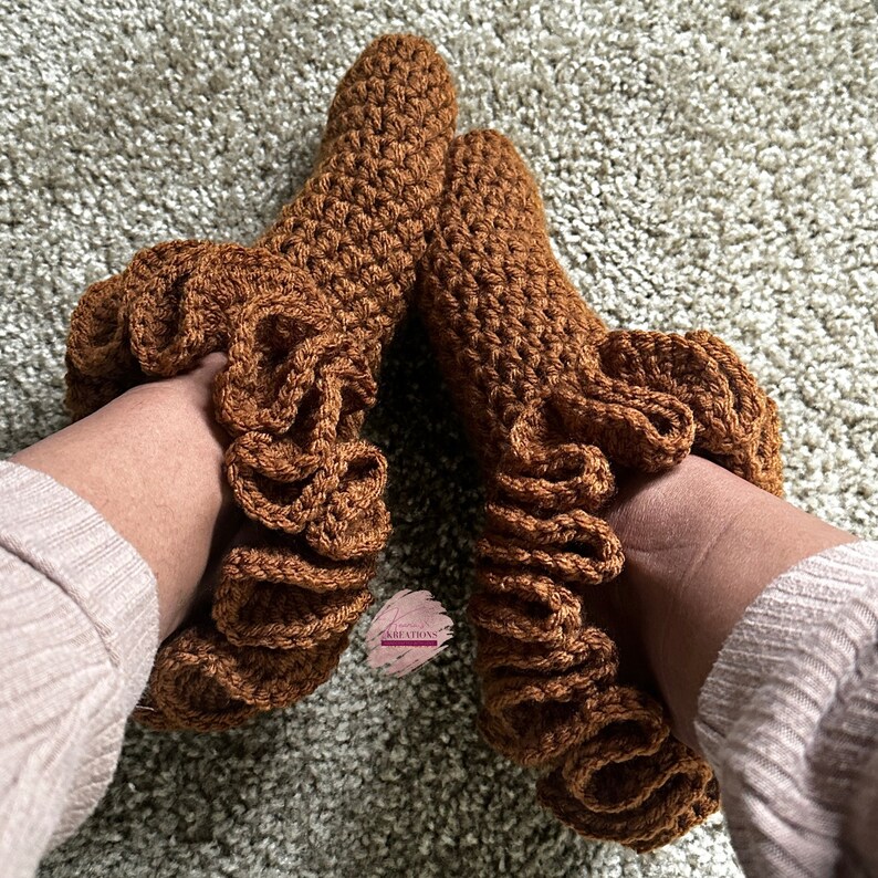 Crochet Ruffle Footies | Ruffled Slipper Socks | Cozy Handmade House ...