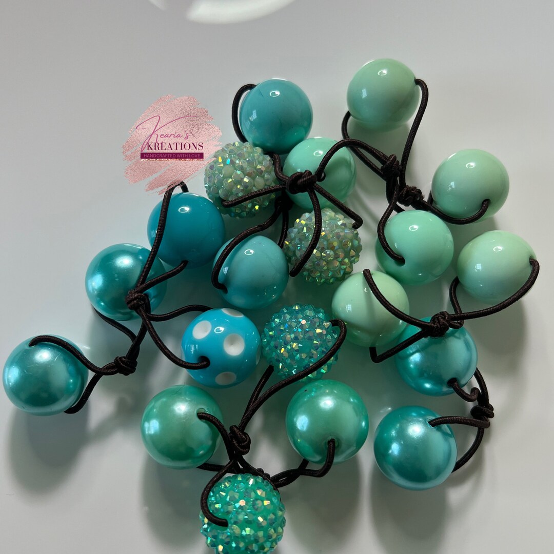 Mint Green and Blue Bobbles Mix Hair Ties - Etsy