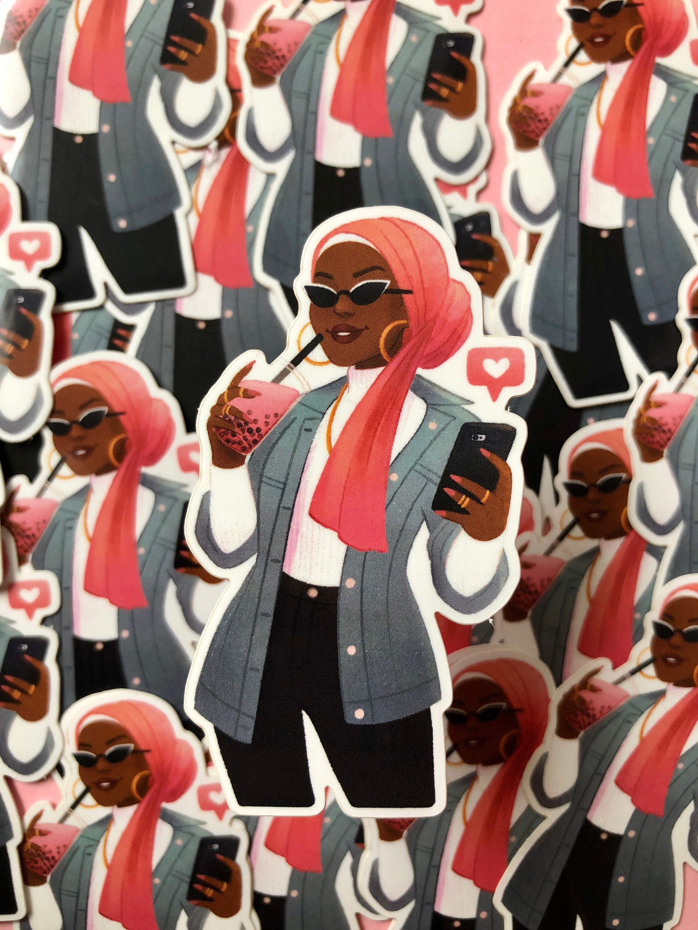 Hijabi Boba Baddie Sticker | Etsy