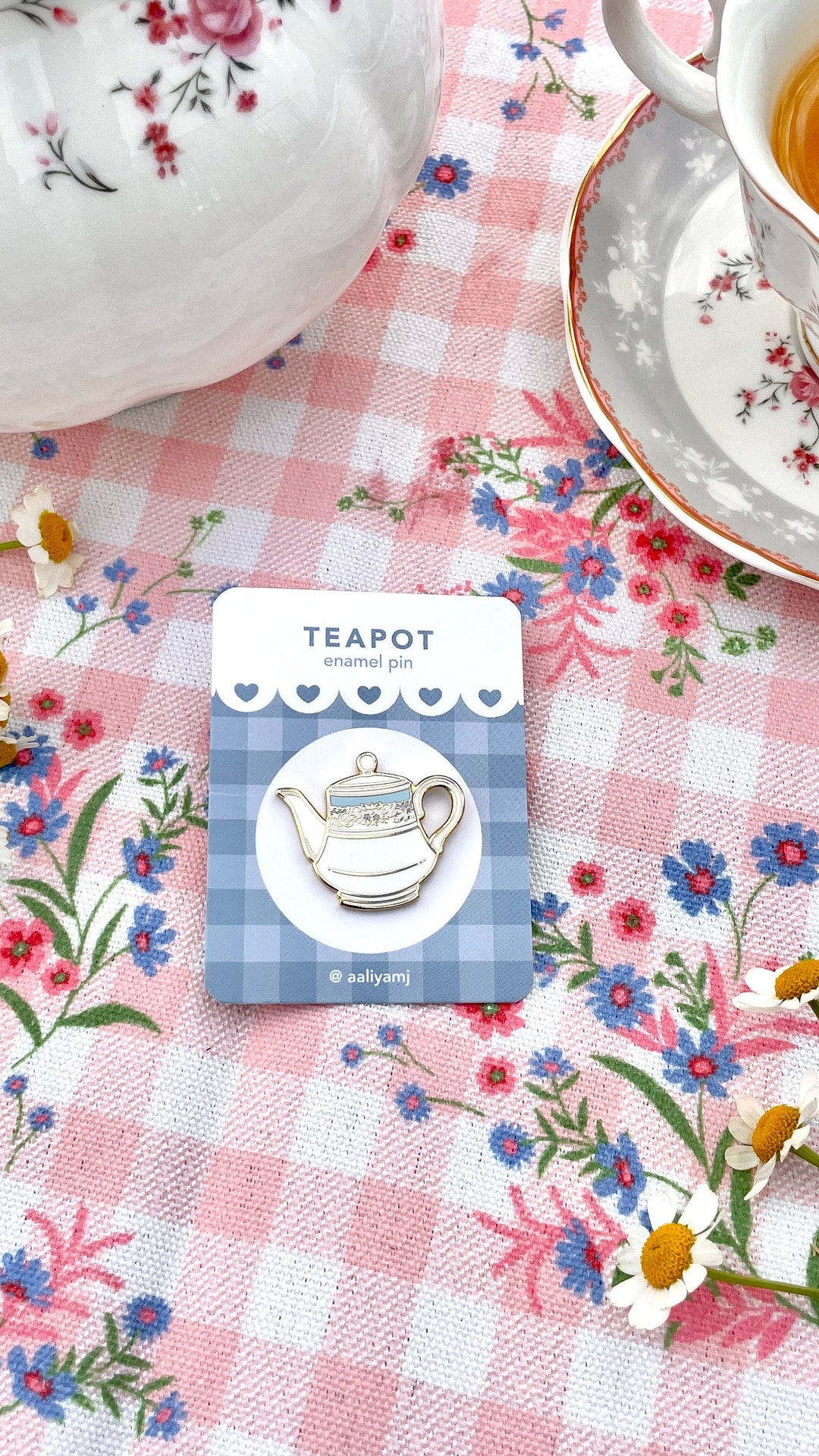 Teapot - Enamel Pin | Tea Party Charm | Cottagecore Gift | Cute Jewelry ...