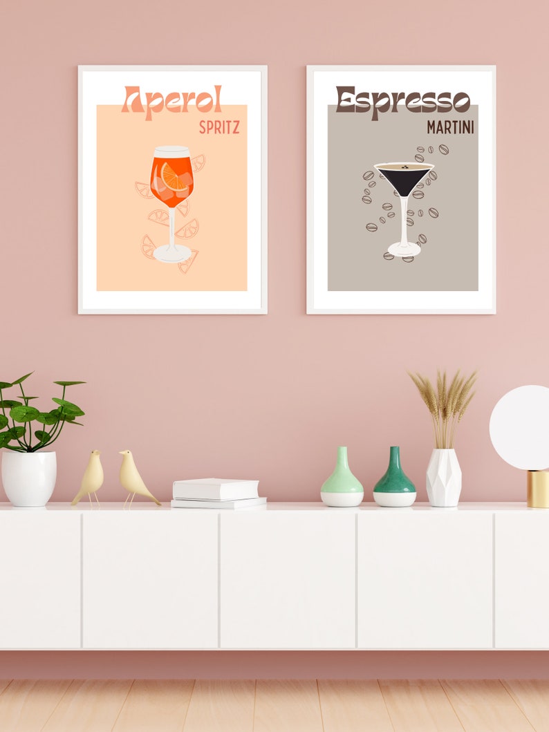Colorful Bar Cart Posters, Pack of 6 - Etsy