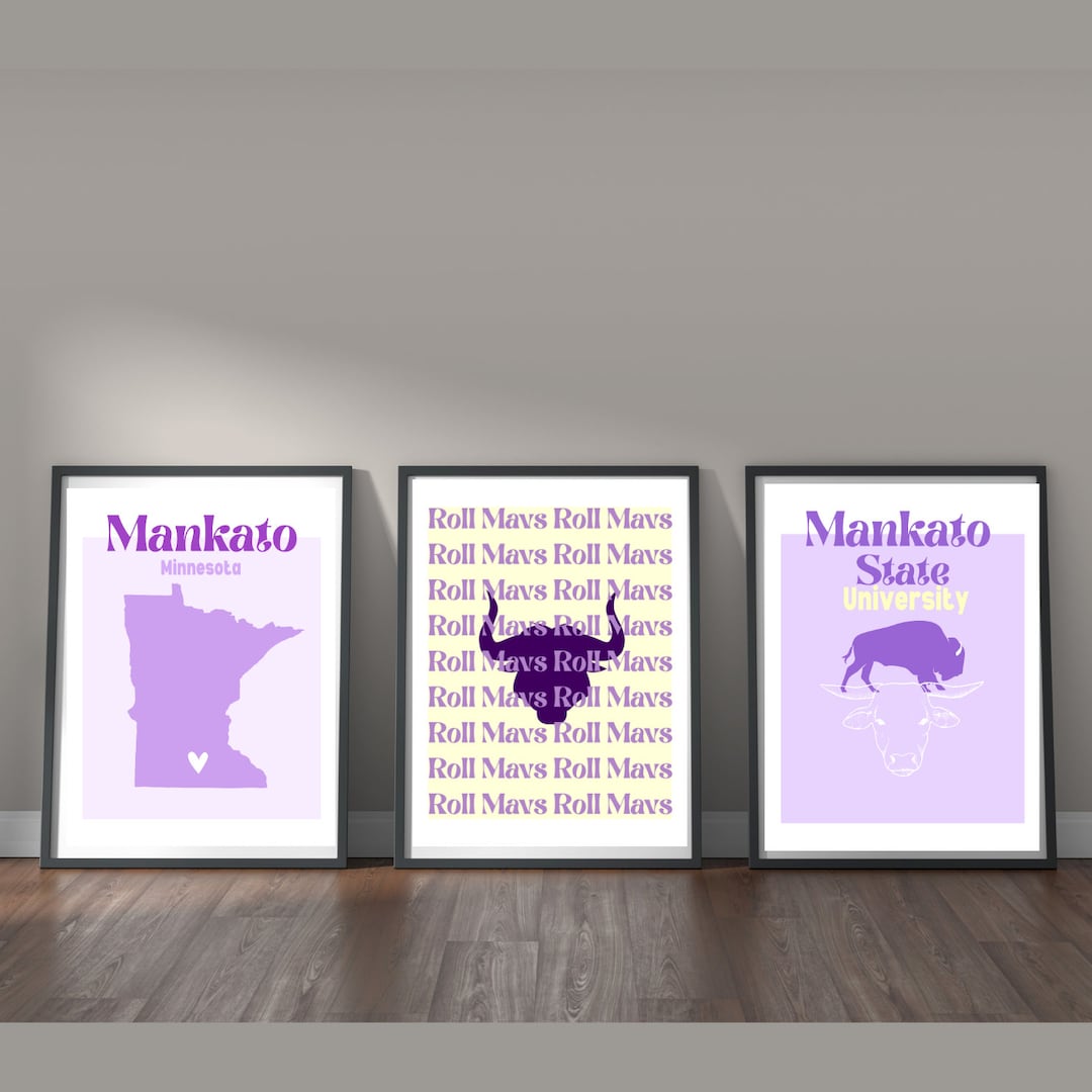 Mankato State University Posters, Pack of 3, Apartment Decor, Minnesota ...