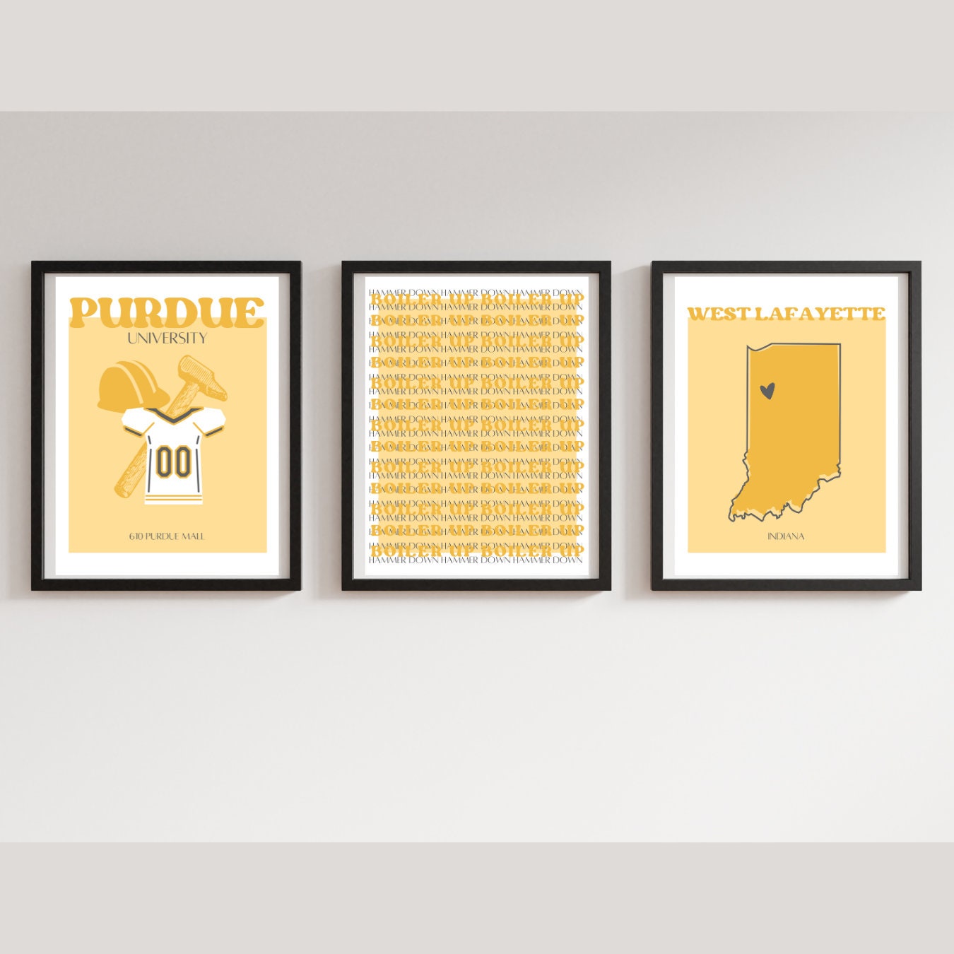 Purdue University Posters, Pack of 3, Boilermakers, Gold, Apartment ...