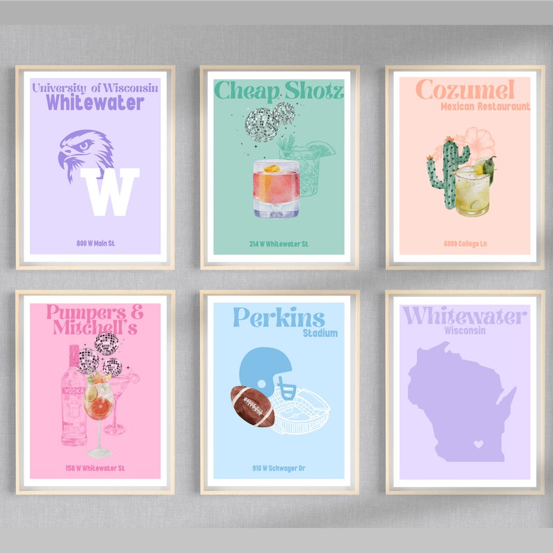 University of Wisconsin Whitewater, Pack of 6, Wall Collage, Digital ...