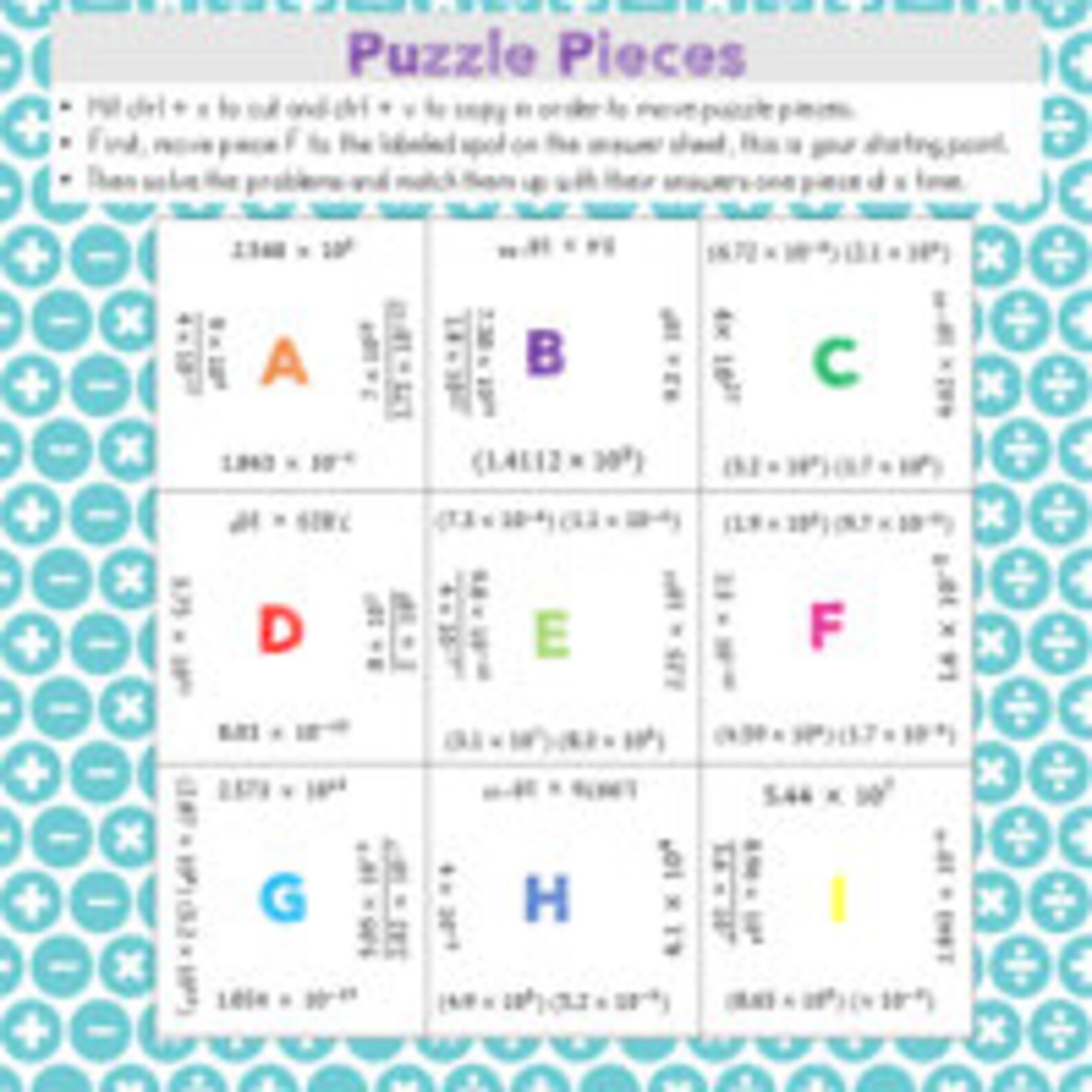 Scientific Notation Puzzle | Etsy