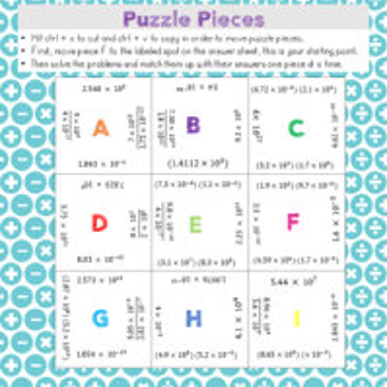 Scientific Notation Puzzle - Etsy