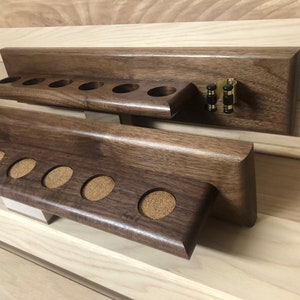 Pool Cue Rack - 6 Cue + Bridge Spot - Solid Hardwood (walnut, Oak ...