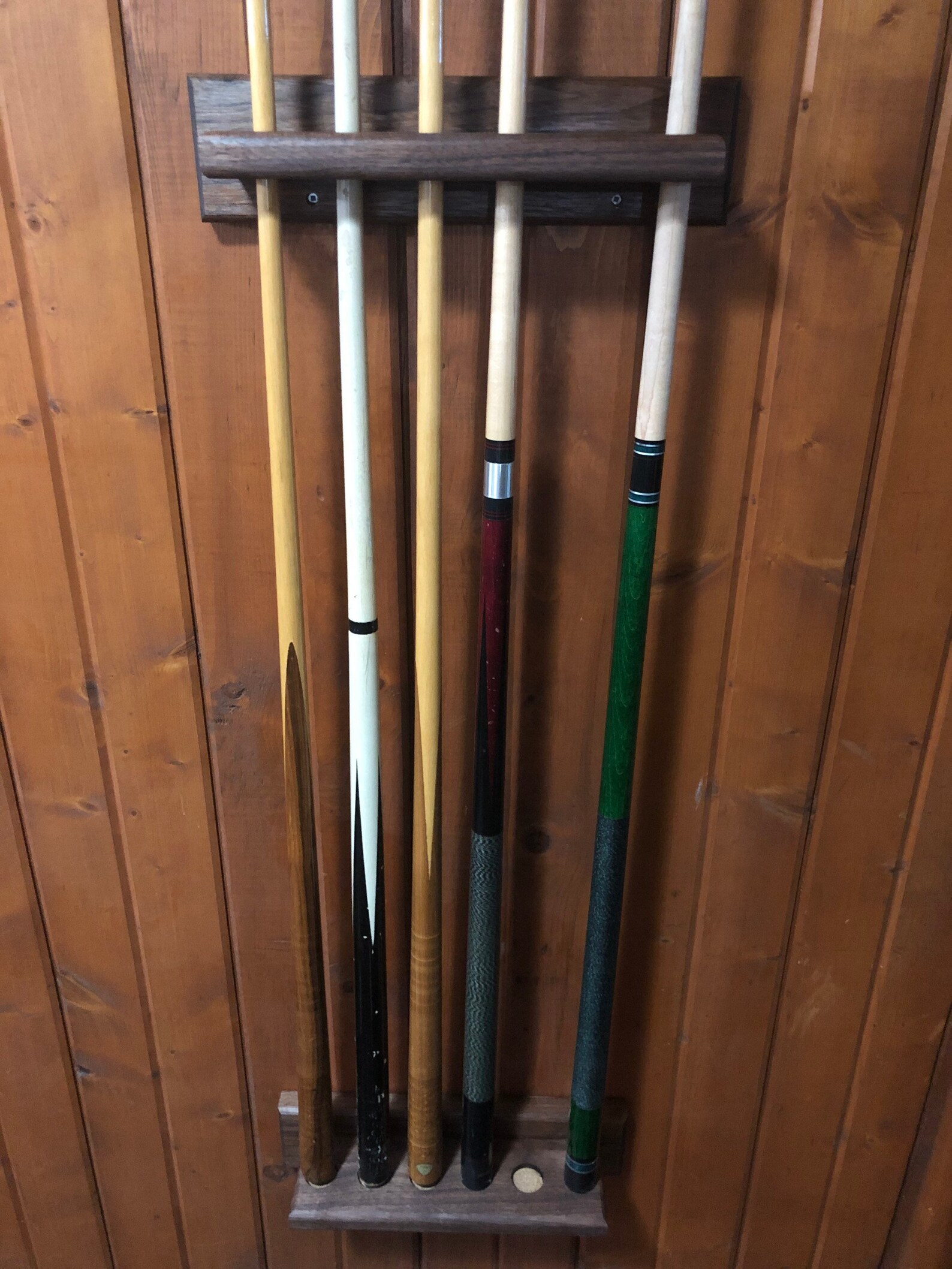 Solid Wood Pool Cue Rack / Holder 6 Cue Wall Mount oak | Etsy