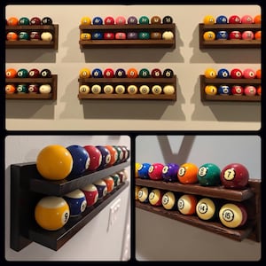 Handmade Hardwood Pool Ball Rack: Wall Mount Billiard Shelf - Pool Ball ...
