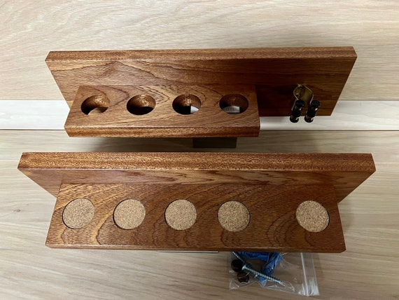 Solid Wood Pool Cue Rack / Holder 4 Cue Plus Bridge Spot | Etsy