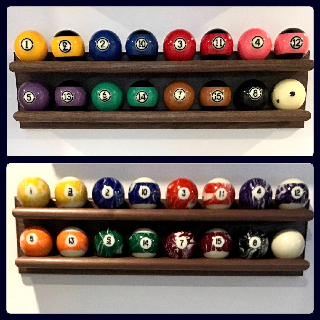 Handmade Hardwood Pool Ball Rack: Wall Mount Billiard Shelf - Pool Ball ...