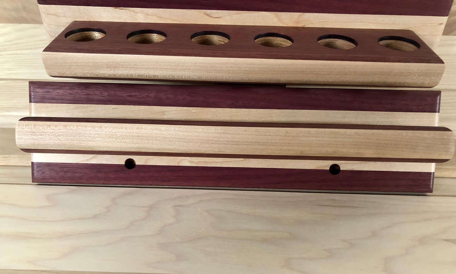 Pool Cue Rack Maple and Purpleheart Multiple Sizes 2 | Etsy