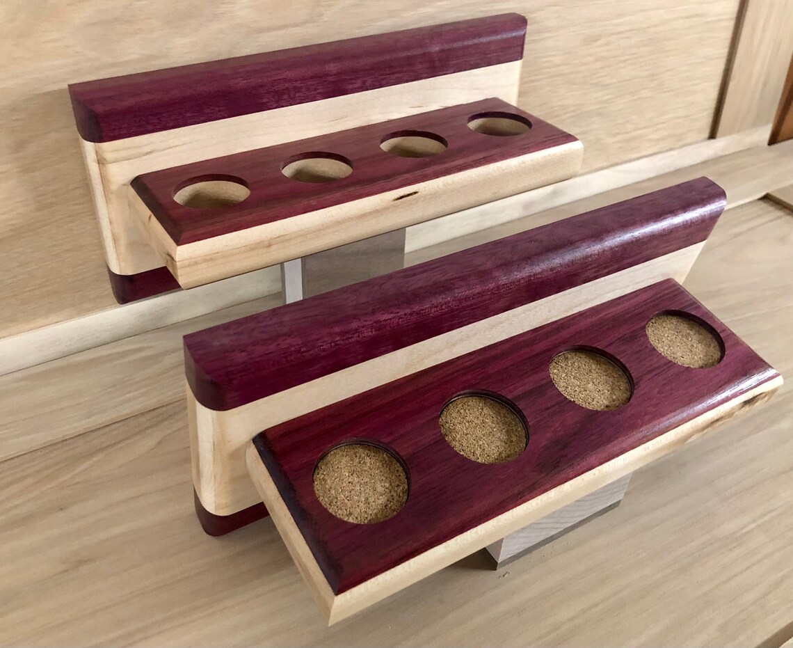 Pool Cue Rack Maple and Purpleheart Multiple Sizes 2 | Etsy