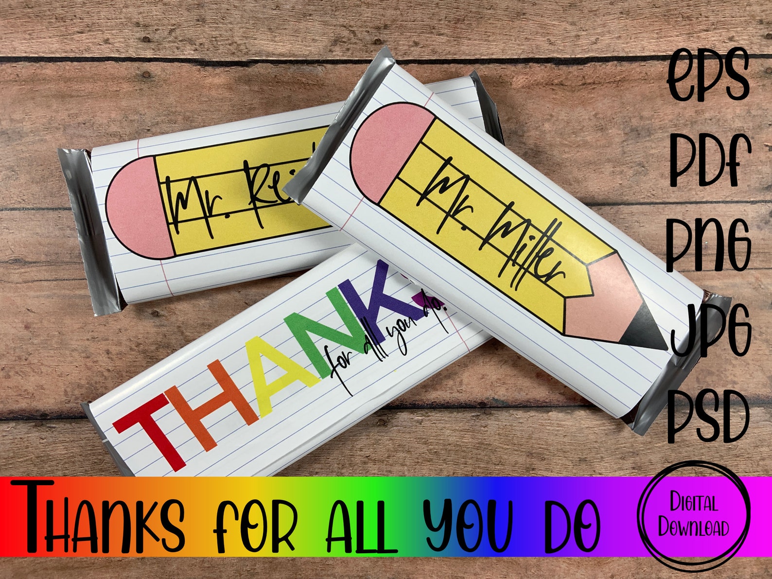 Editable, Teacher Thank You Gift, Chocolate Candy Bar Wrapper, Teacher ...