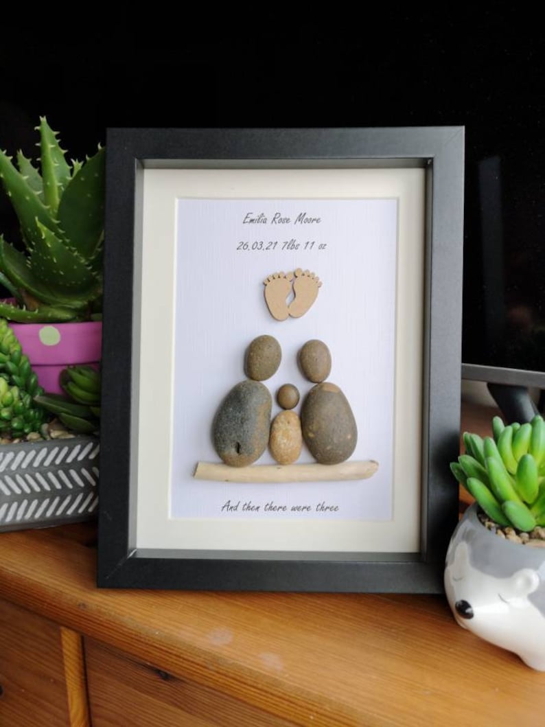 New Baby Pebble Art, and Then There Were Three, Baby Shower Gift. - Etsy UK