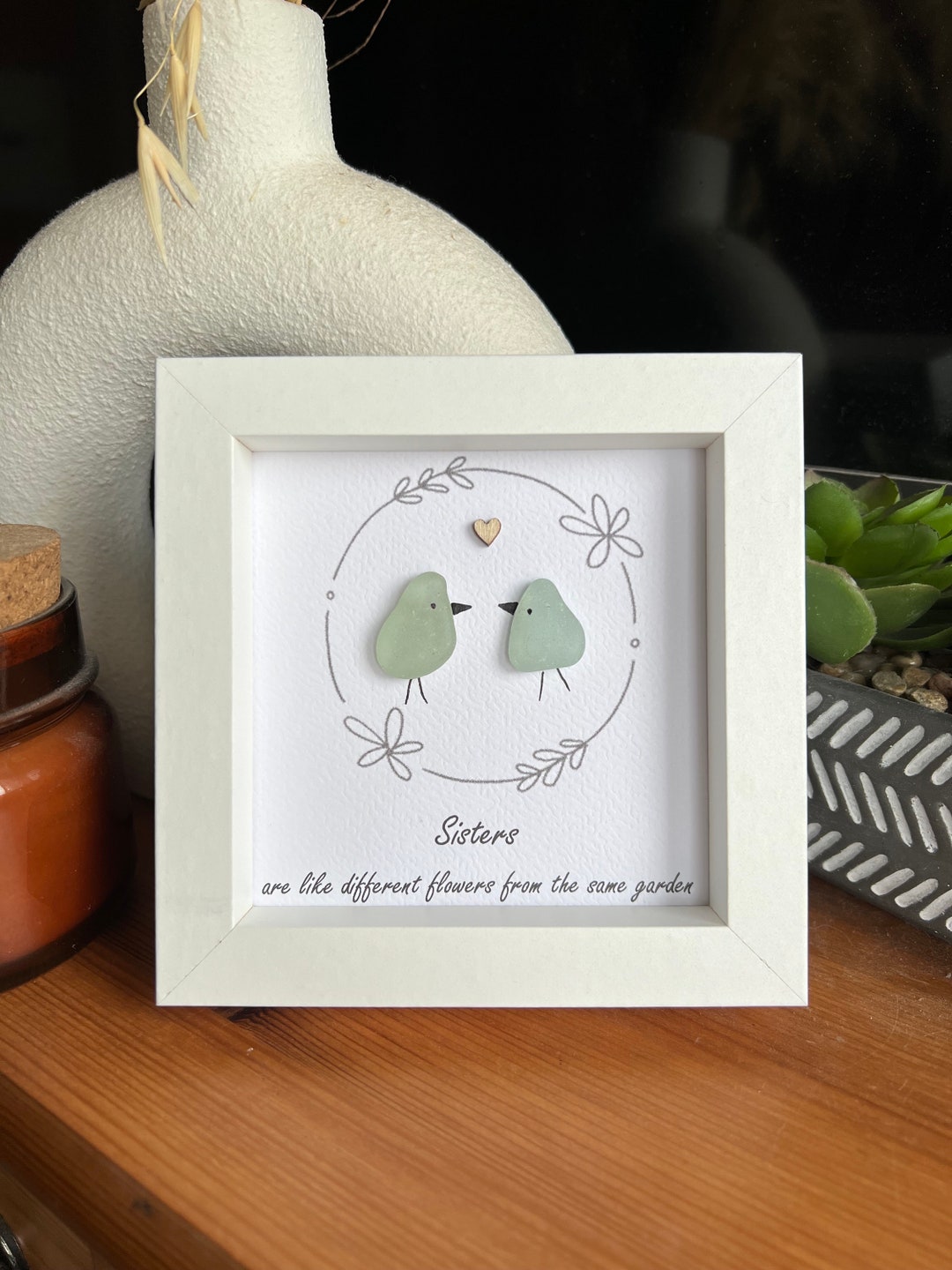 Sisters Bird Personalised Sea Glass Art. Sisters Are Like Different ...
