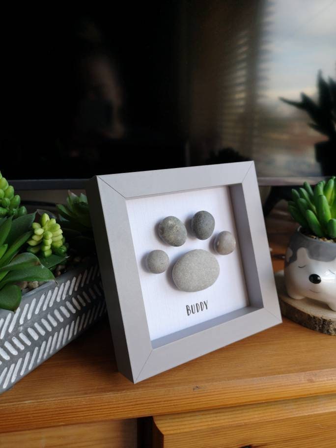 Pebble art pet paw pebble art memorial dog gift ideas | Etsy