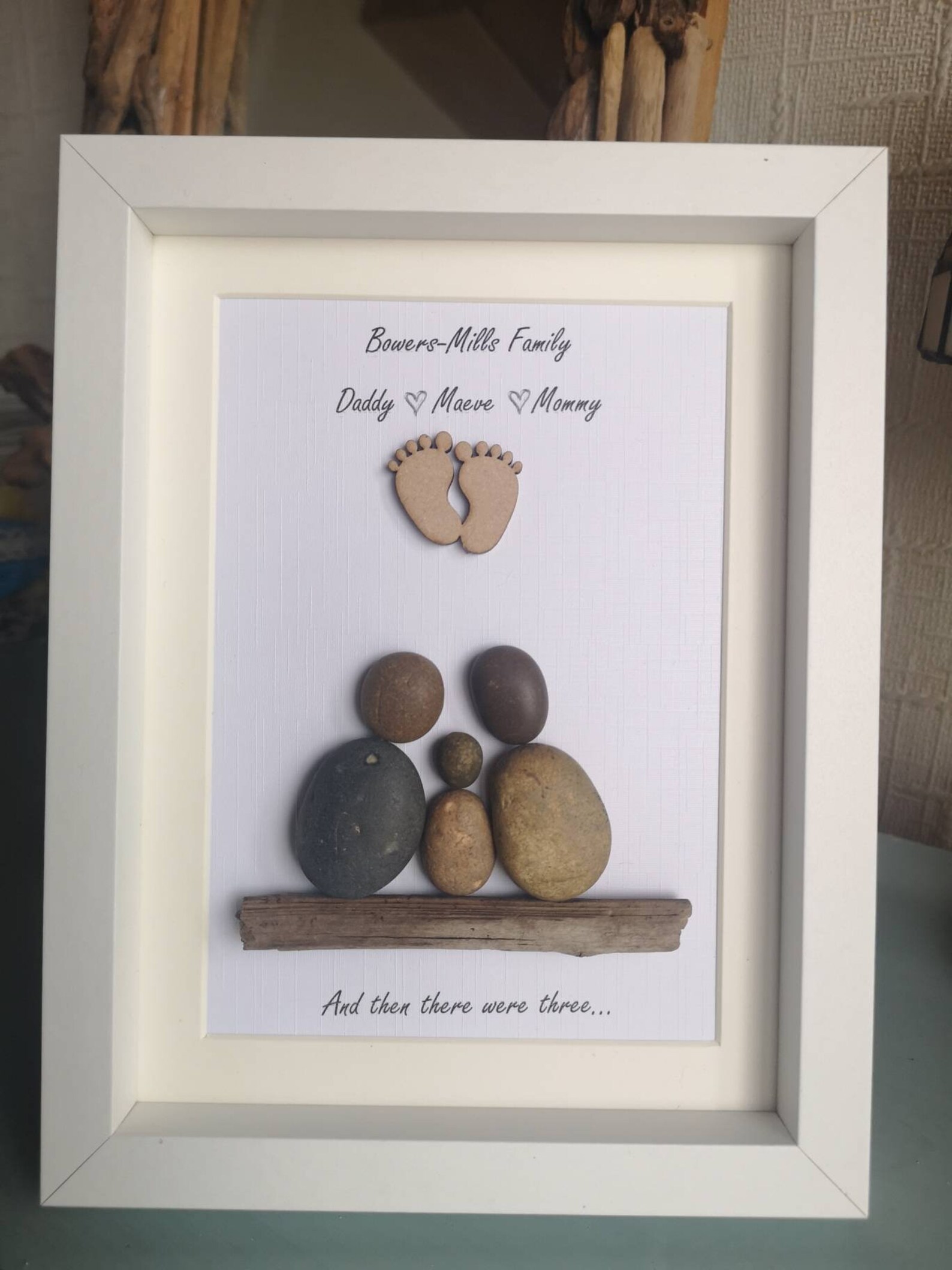 New Baby Pebble Art, and Then There Were Three, Baby Shower Gift. - Etsy