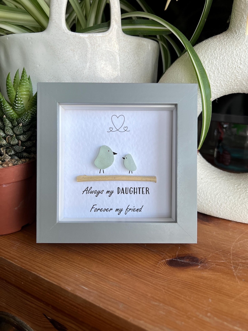Personalized Sea Glass Bird Art - Daughter Gift - Framed - Etsy
