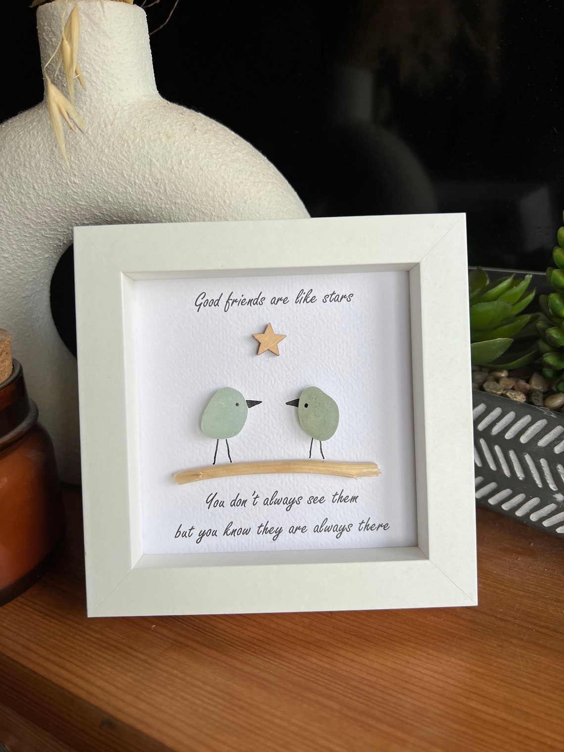 Best Friends Birds Personalised Sea Glass Art. Good Friends Are Like ...