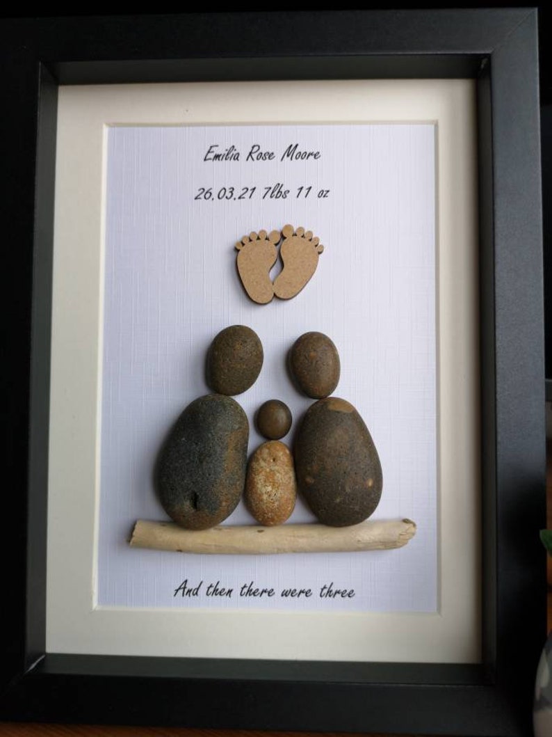 New Baby Pebble Art, and Then There Were Three, Baby Shower Gift. - Etsy UK