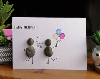 Personalised Handmade Birthday Card, Pebble Art, Love Birds. - Etsy UK