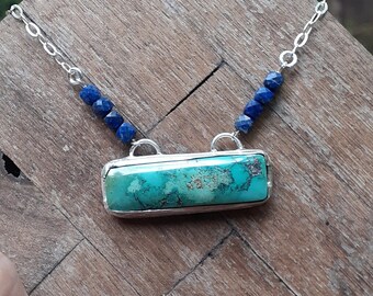 Turquoise and Lapis Necklace - Etsy