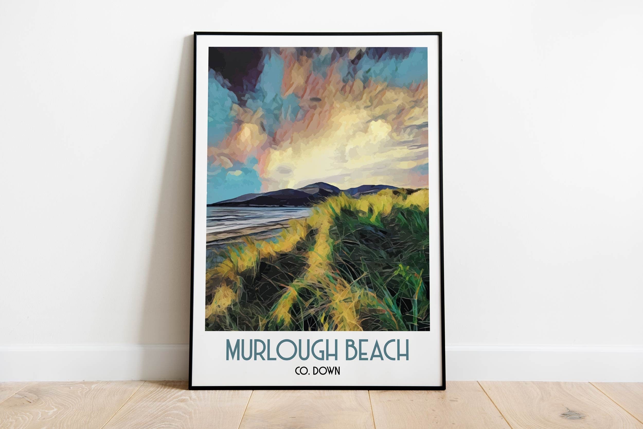 Murlough Beach Travel Poster, Wall Art, UNFRAMED, Northern Ireland, the ...