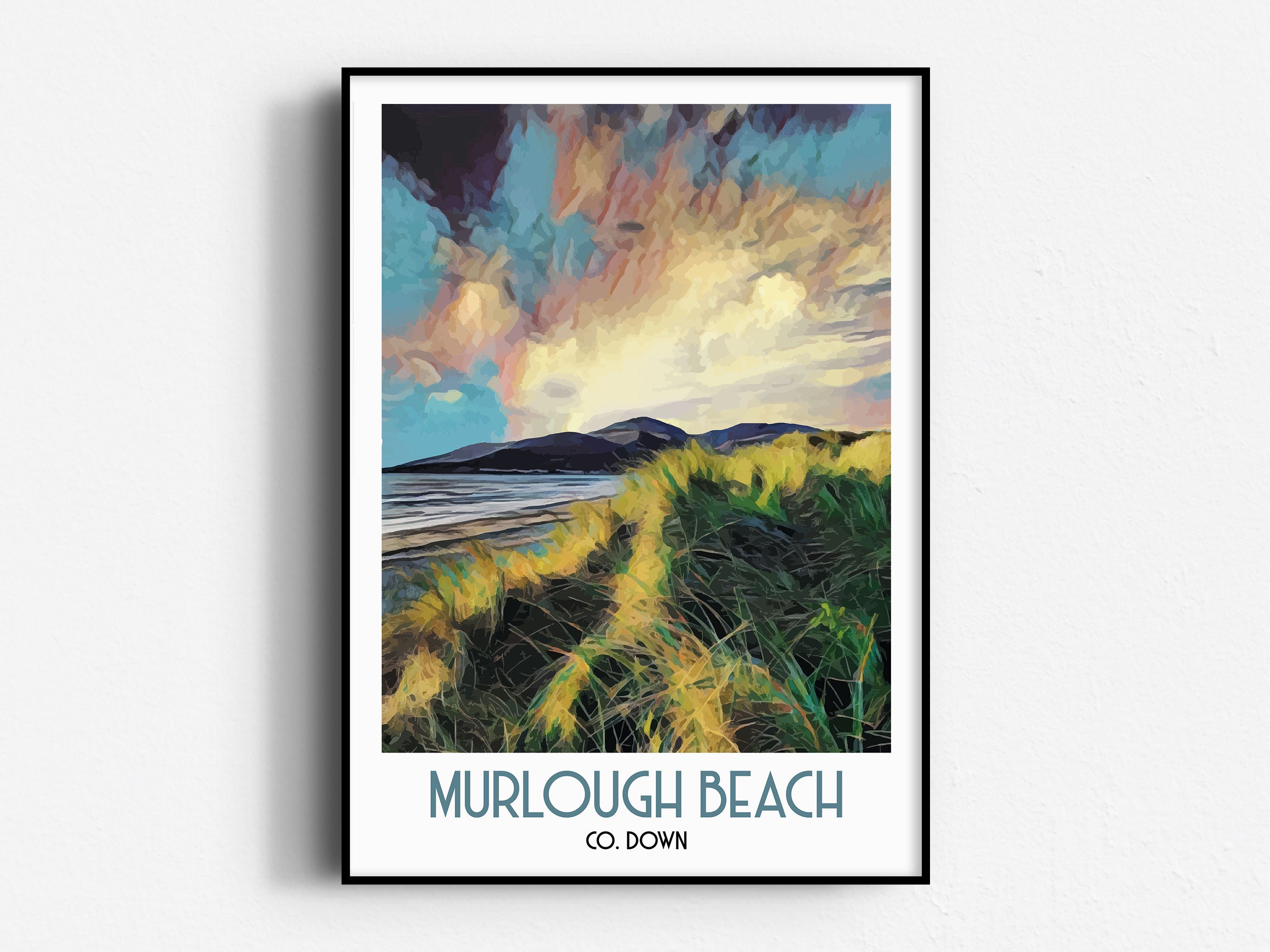 Murlough Beach Travel Poster, Wall Art, UNFRAMED, Northern Ireland, the ...