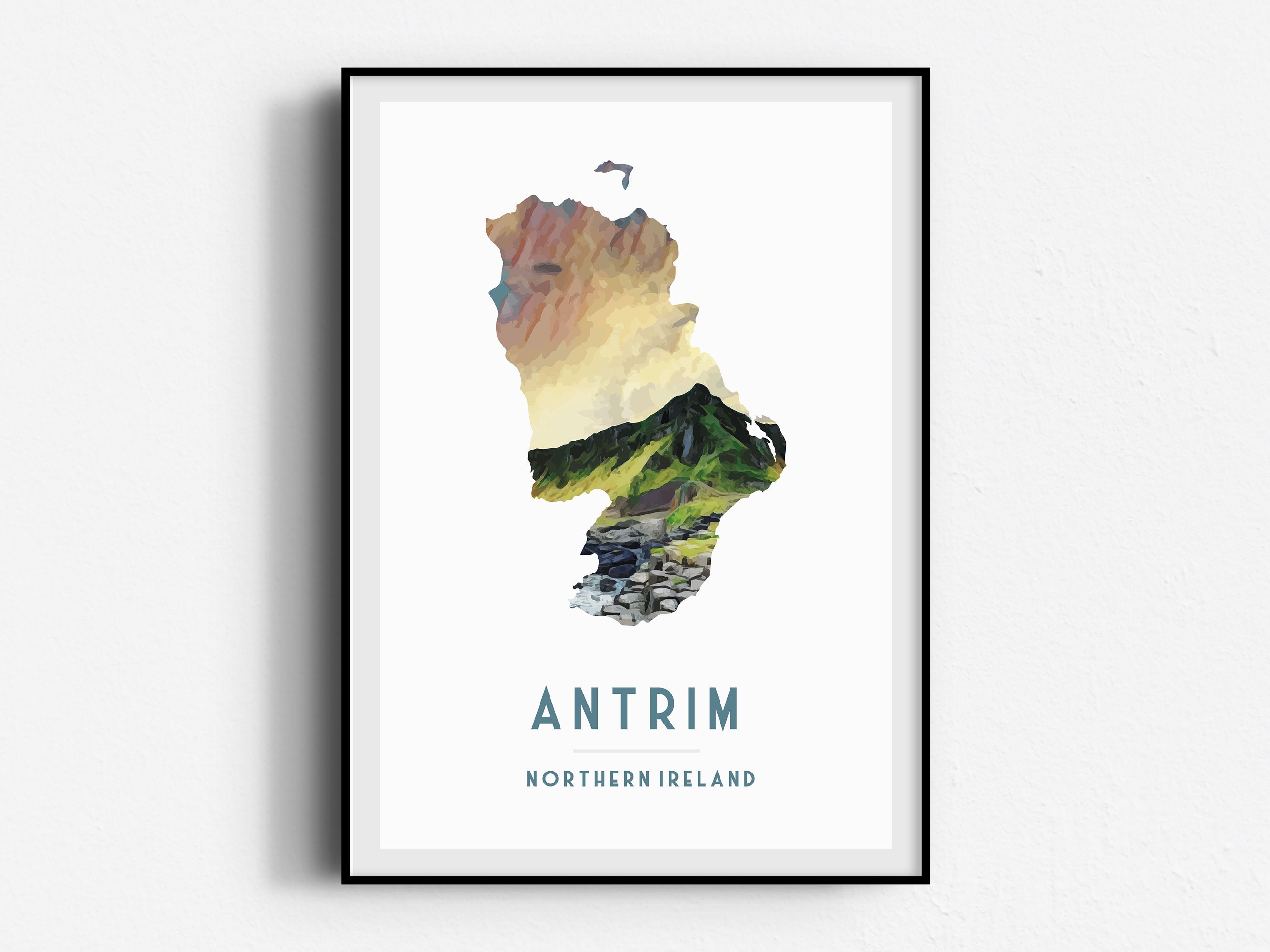 Antrim Aontroim Giant's Causeway Travel Poster, Wall Art, UNFRAMED ...