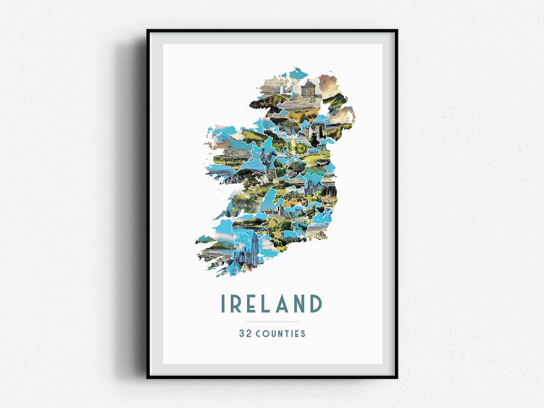 Ireland Éire Counties Travel Poster, Wall Art, UNFRAMED, Northern ...