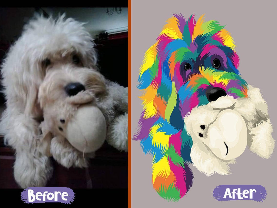 Custom Dog Portrait, Pop Art From Photo, Personalized Pet Portrait Pop ...