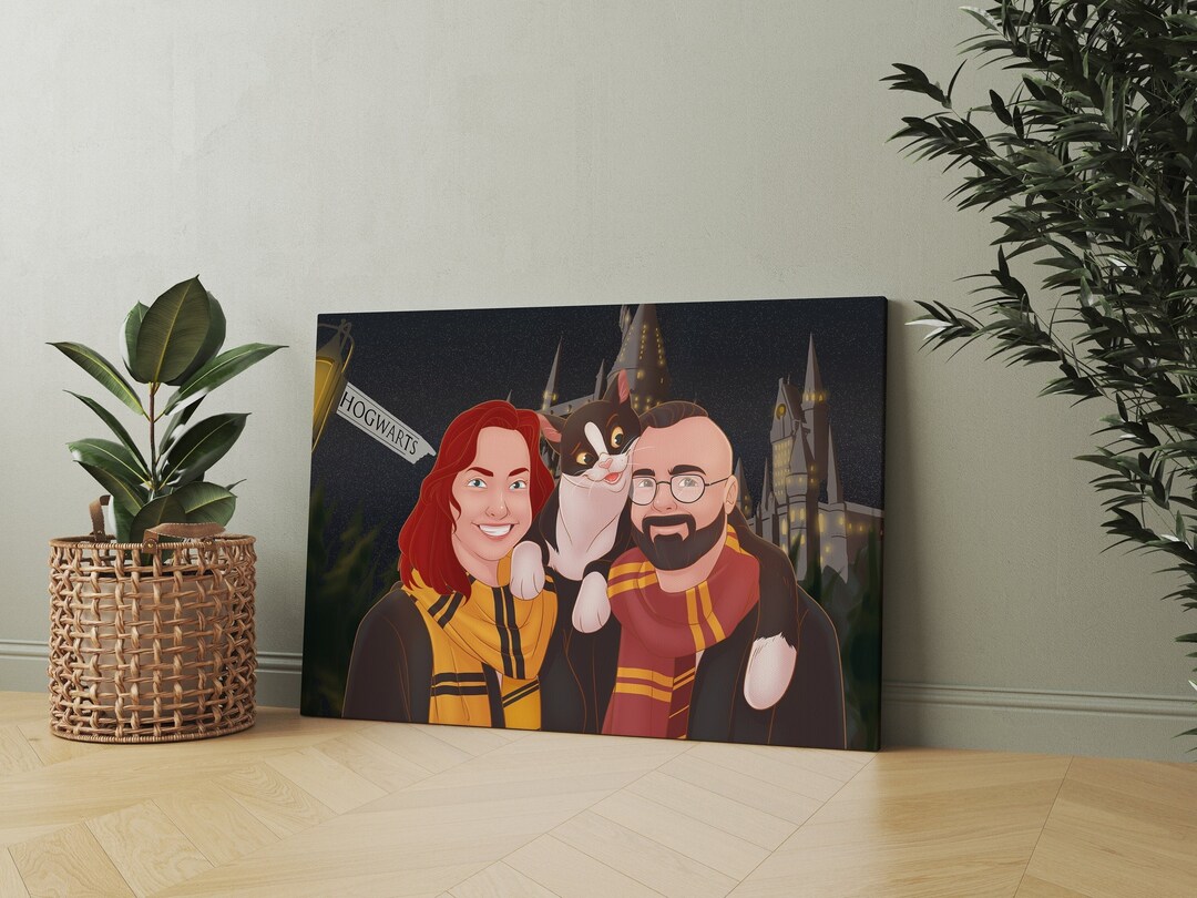 Custom Wizard Family Portrait Gift for Him/her Wizard Portrait Birthday ...
