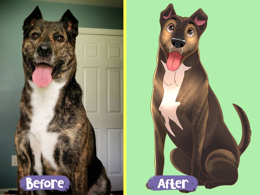 Personalized Pet Portrait From Photo, Custom Pet Prints, Cartoon Pet ...