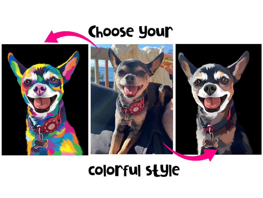 Custom Colorful Designs Colorful Pet Portrait, Custom Pet Portrait, New ...