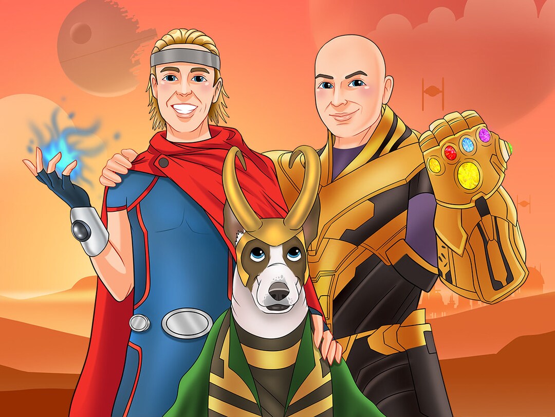 Personalized Superhero Portrait Couple Superhero Anniversary Gift ...