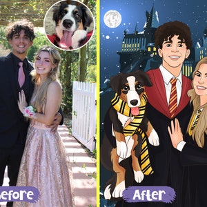 Personalised Couple Print Wizard Style Art Custom Wizard - Etsy