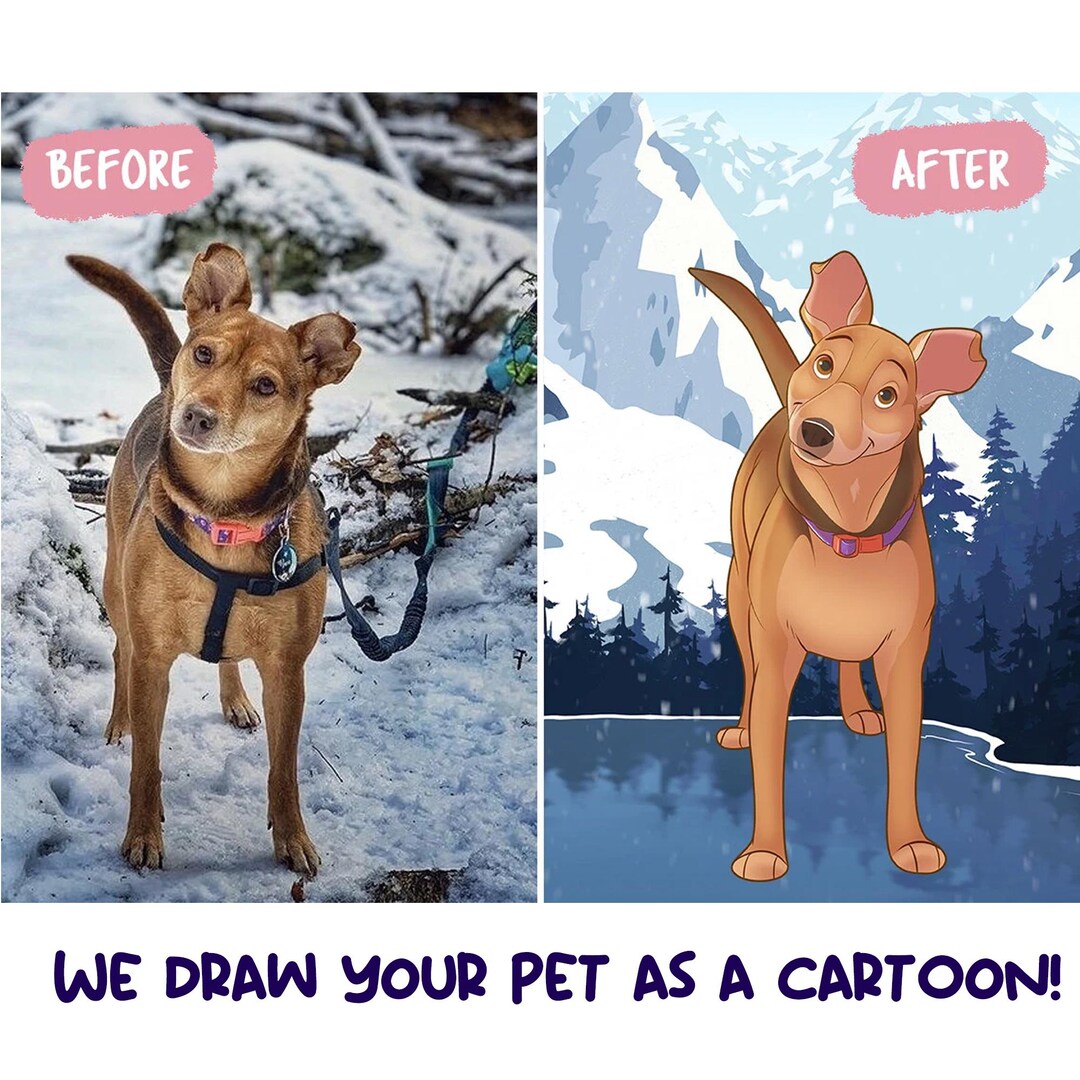 Custom Pet Disneyfication Filter Cartoon Portrait Custom Turned Cartoon ...