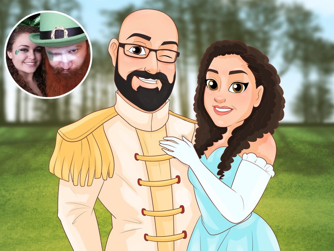 Custom Portrait Couple Cartoon Style Portrait Personalized Gift Custom ...