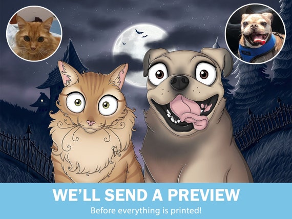 Custom Pet Spooky Style Portrait Halloween Lovers Gift - Etsy