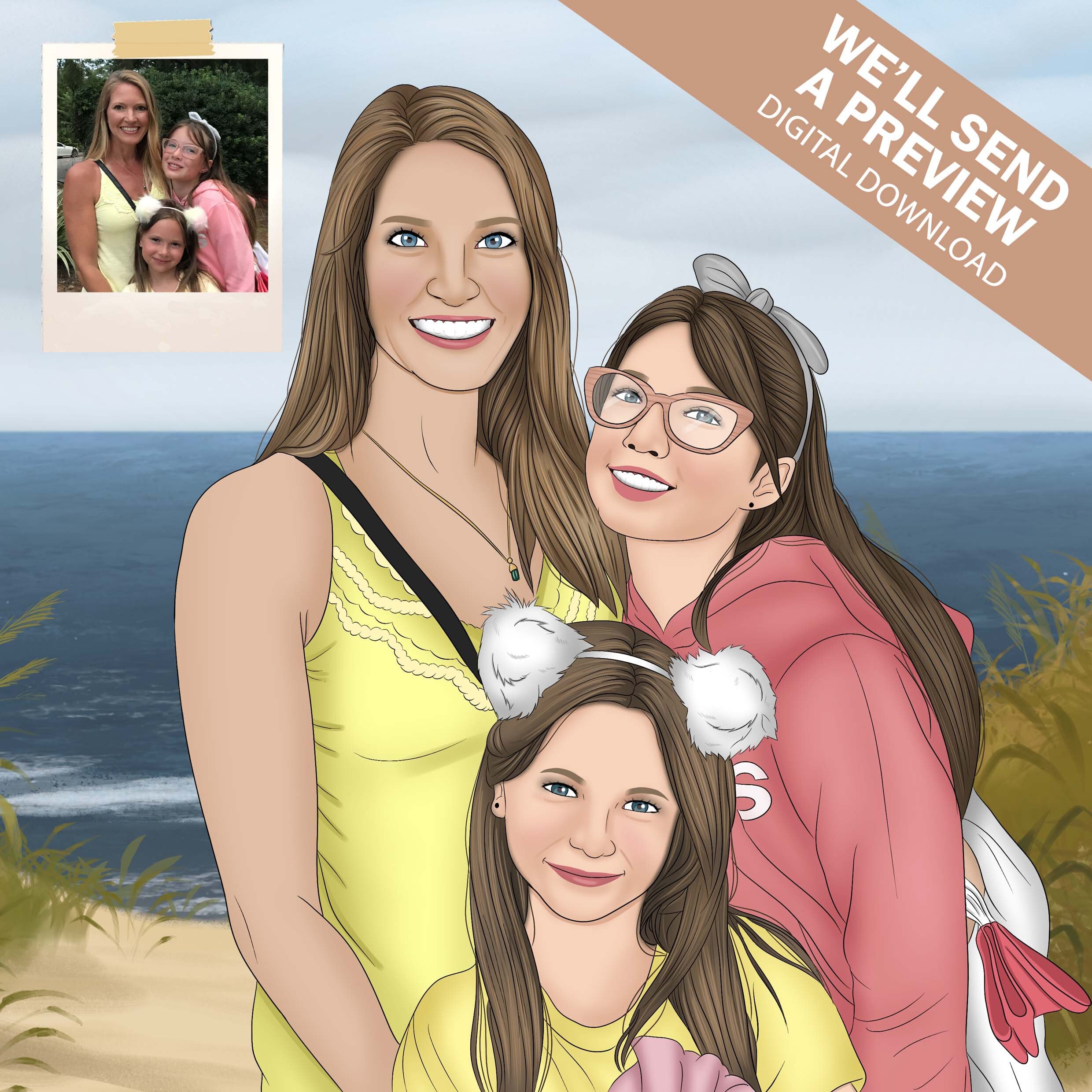Custom Family Portrait Digital Download Cartoon Style Custom - Etsy UK