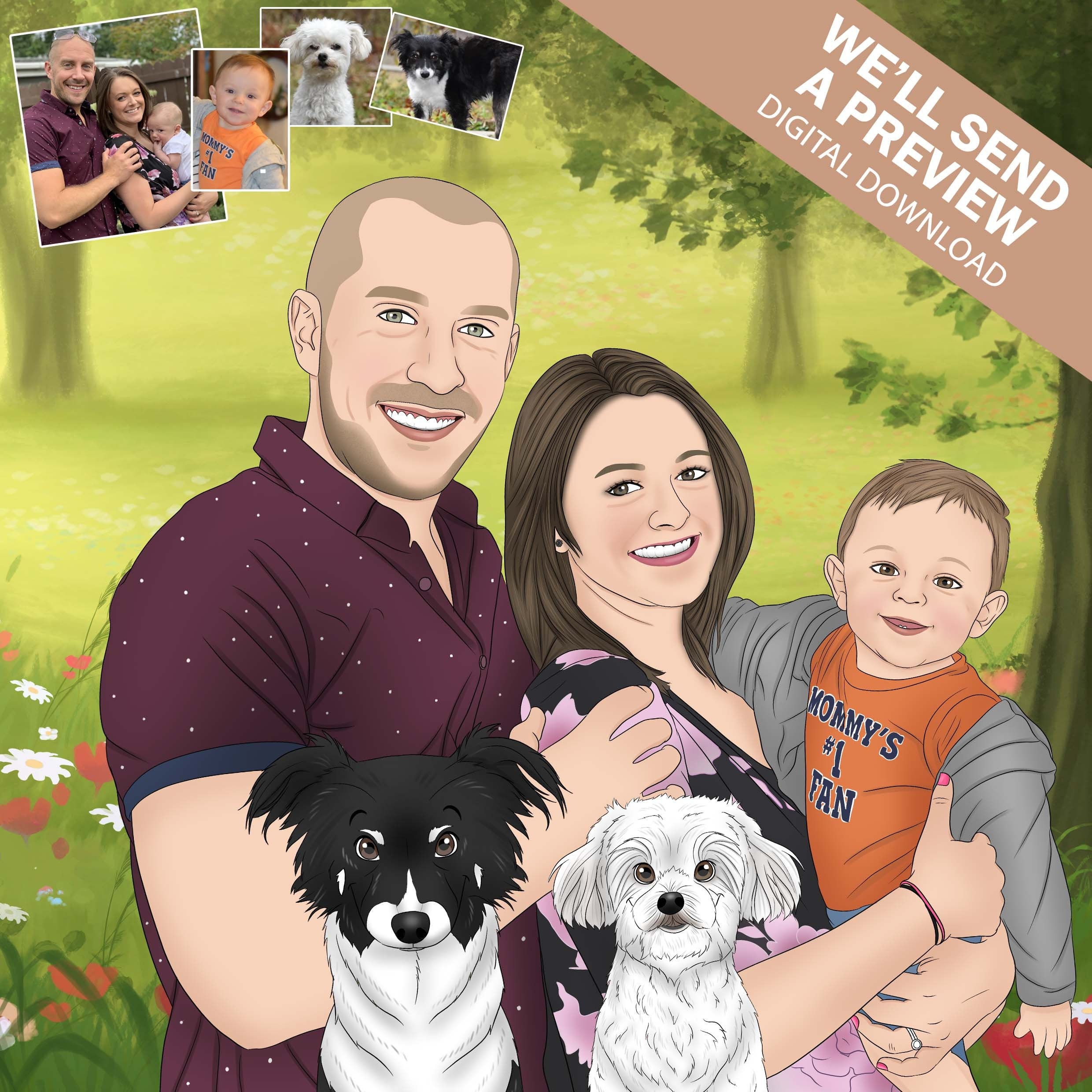 Custom Family Portrait Digital Download Cartoon Style Custom | Etsy