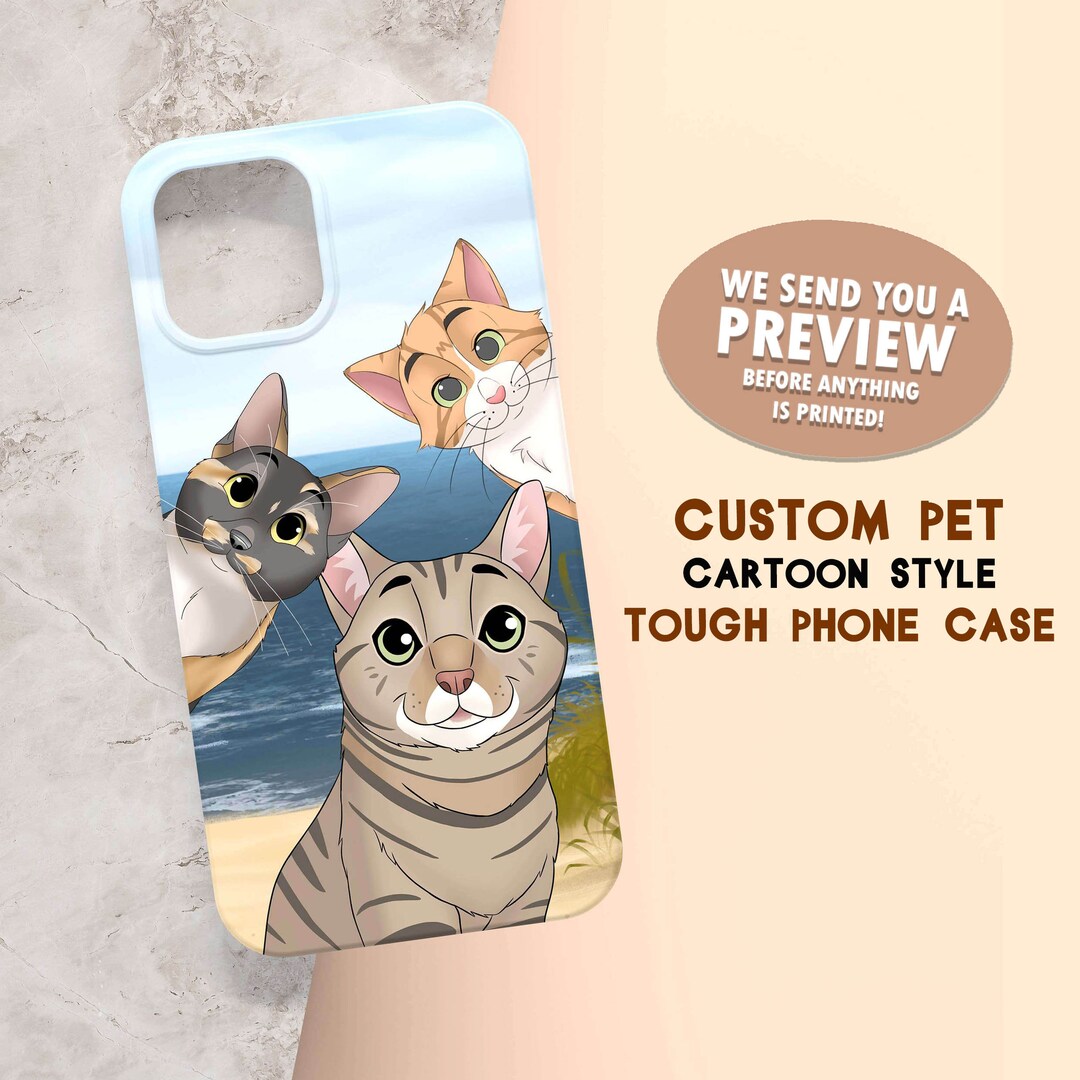 Custom Pet Cartoon Style Tough Phone Case, Phone Case, Mobile Phone ...