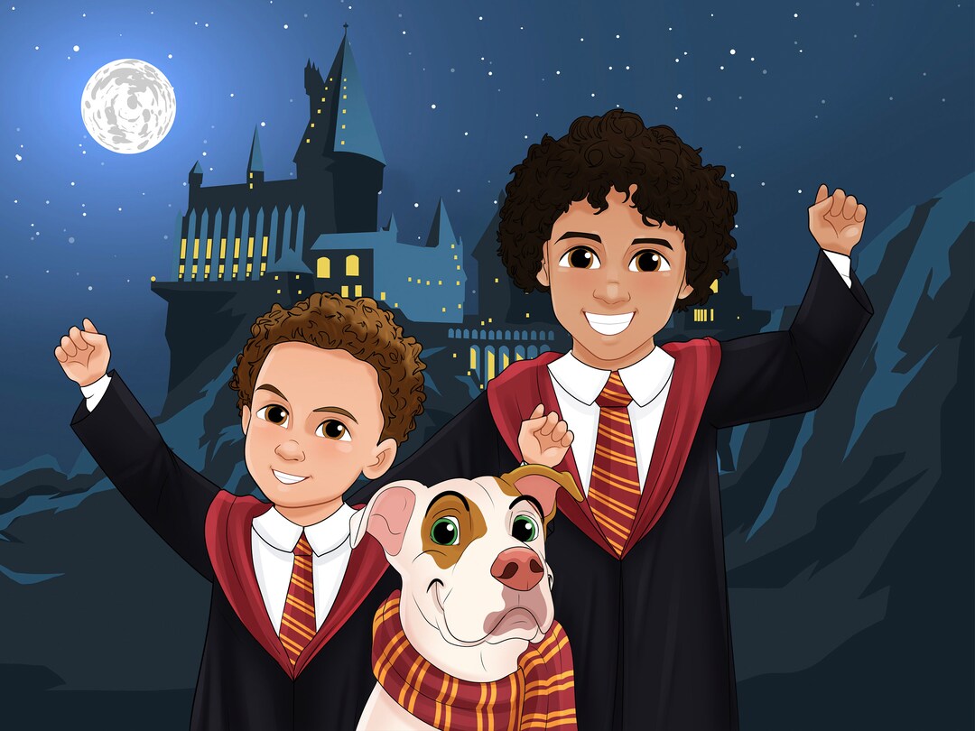 Custom Kids Wizard Portrait, Custom Wizard Portrait, Gifts for Children ...