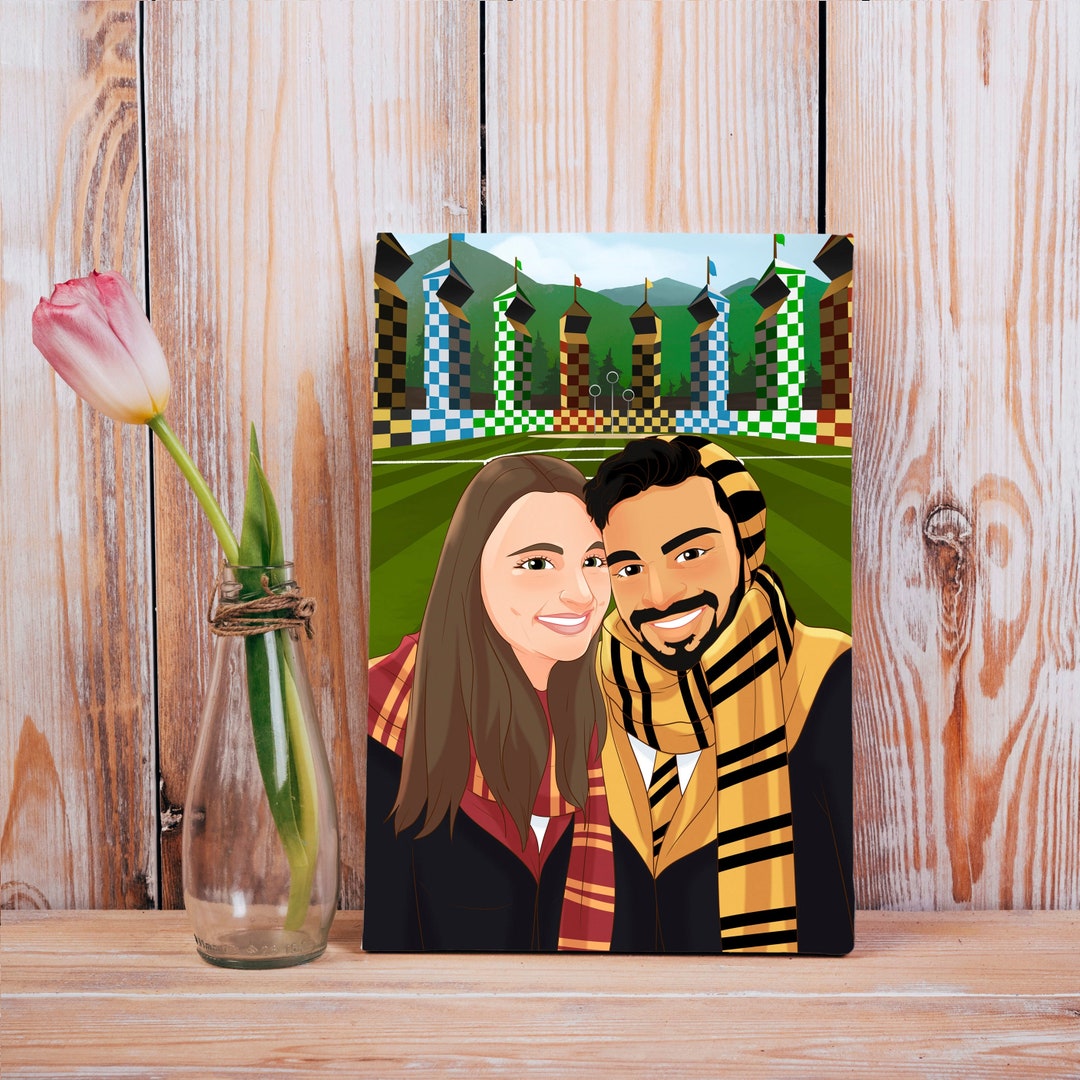 Custom Wizard Couple Portrait Custom Gift for Him/her Wizard Portrait ...