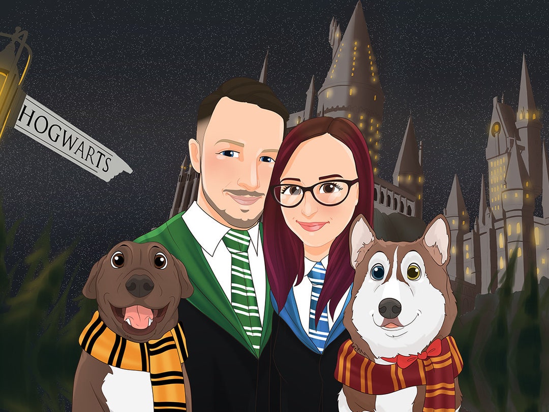 Custom Wizard Family Art Family Drawing Custom Portrait Digital Art - Etsy