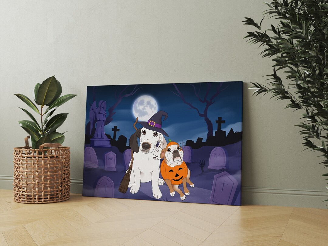 Custom Halloween Pet Portrait Spooky Style Pet Portrait - Etsy