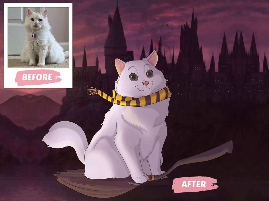 Custom Wizard Pet Portrait, Custom Wizard Cat Dog Painting, Wizard of ...