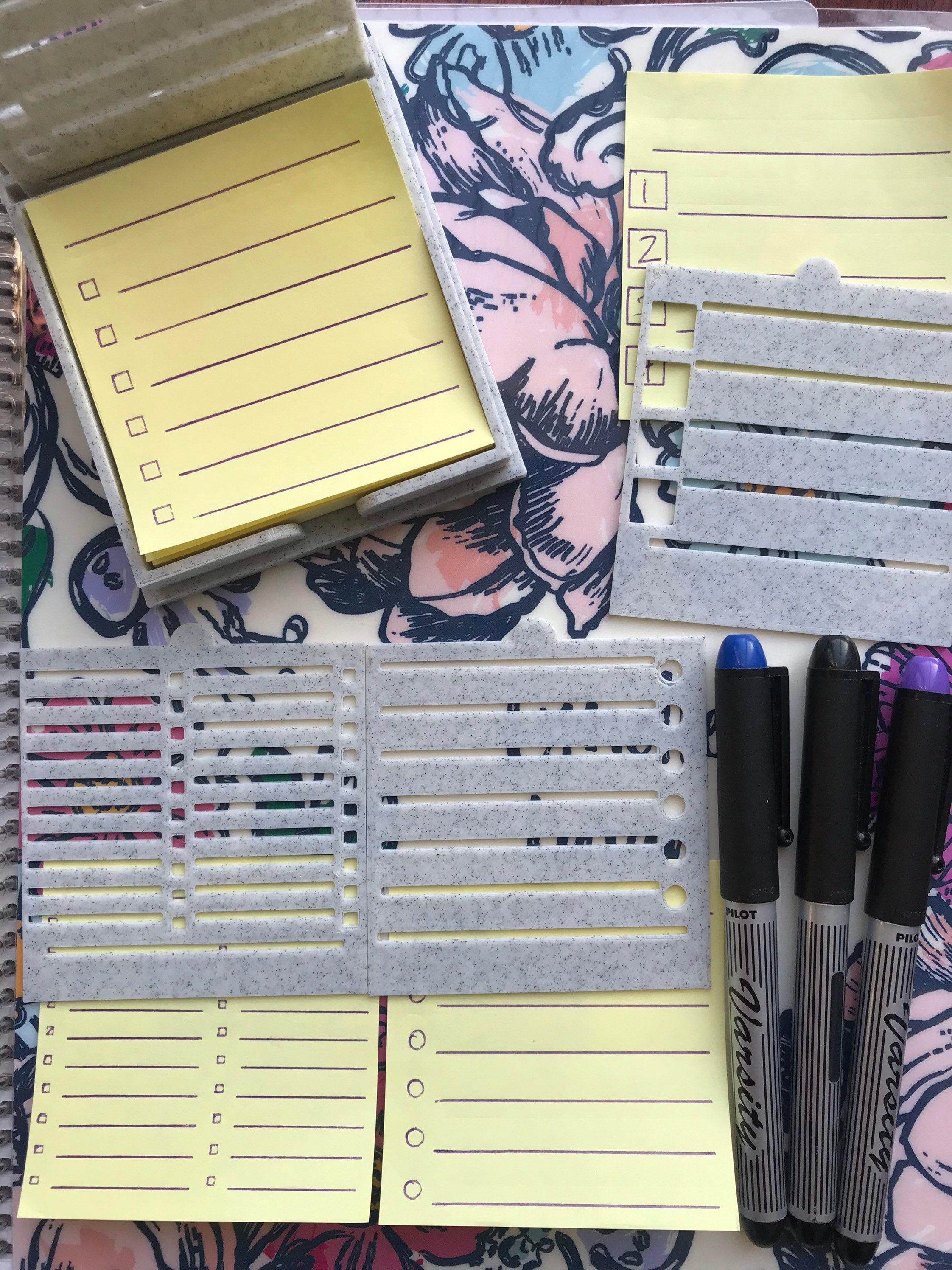 Sticky Note Stencils With Holder/3x3 Sticky Note Holder/desk Organizer ...